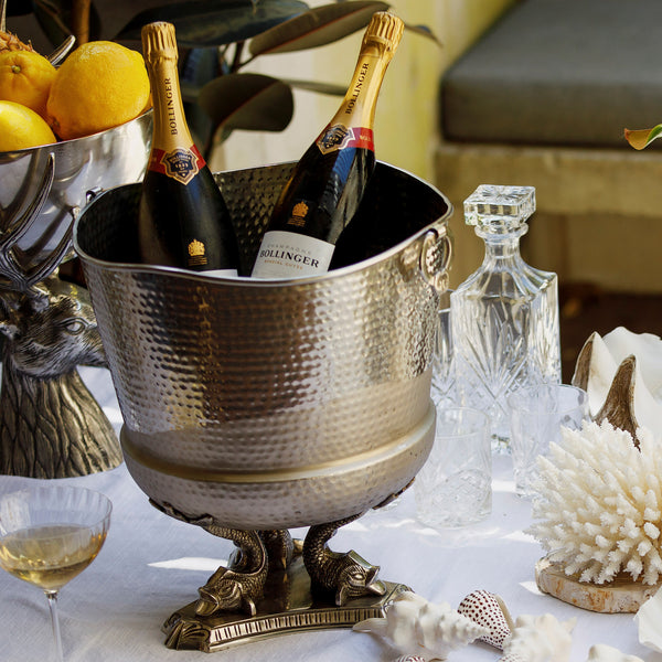 Champagne Bucket Wine Cooler on Fish Pedestal - Sourceress