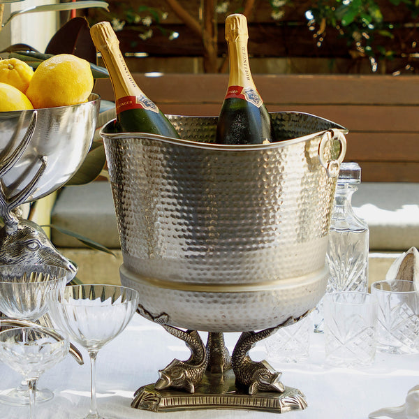 Champagne Bucket Wine Cooler on Fish Pedestal - Sourceress
